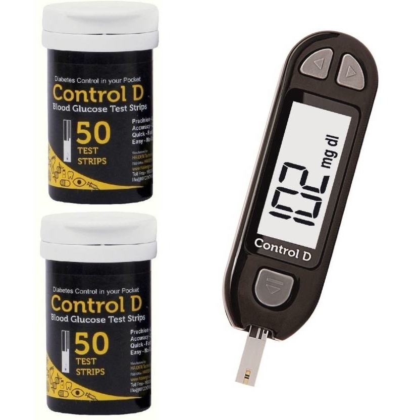 Control D 100 Strips & Glucometer (Black) - Seelingo.in: First Door-To ...