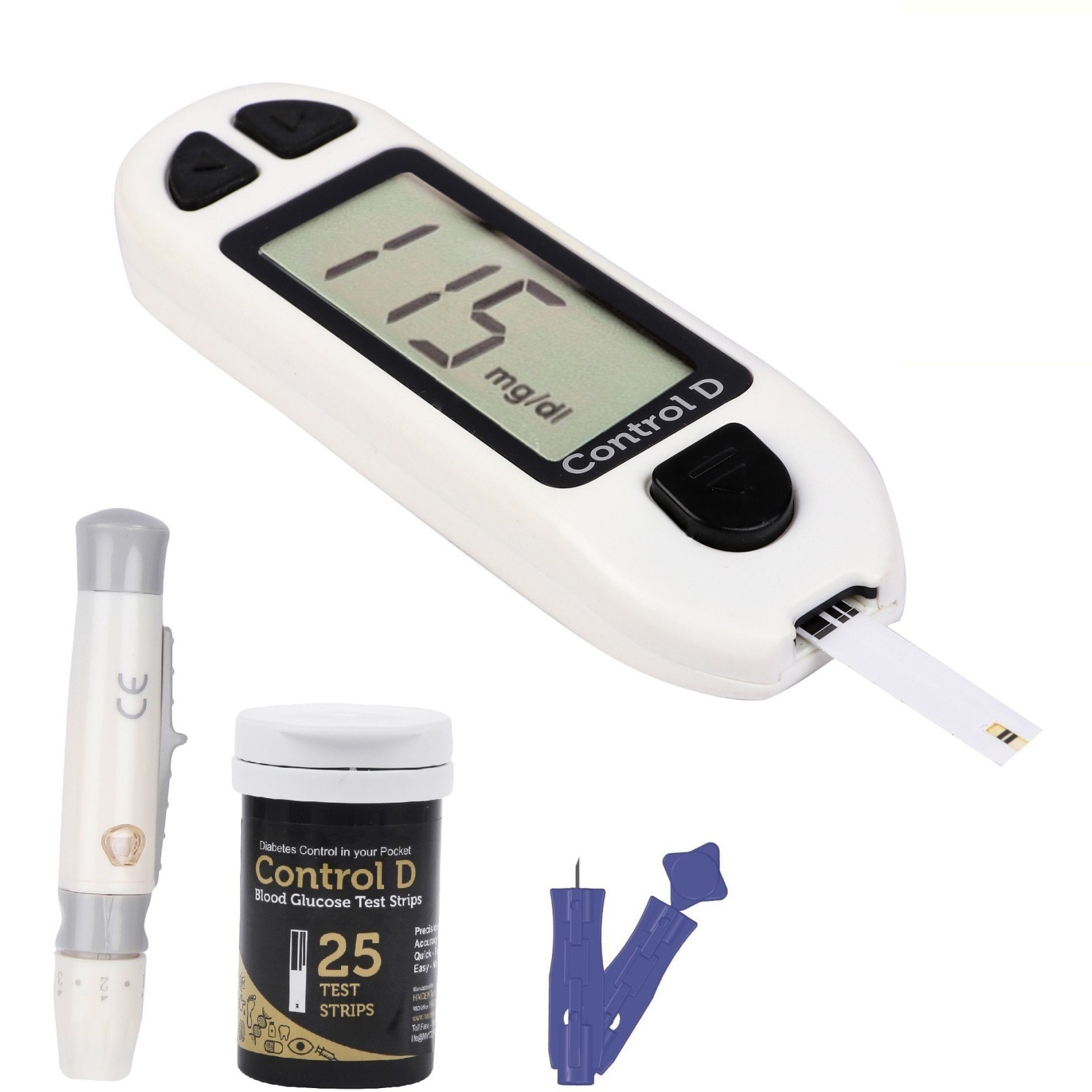 Control D 25 Strips & Automatic Glucose Blood Sugar Testing Machine ...