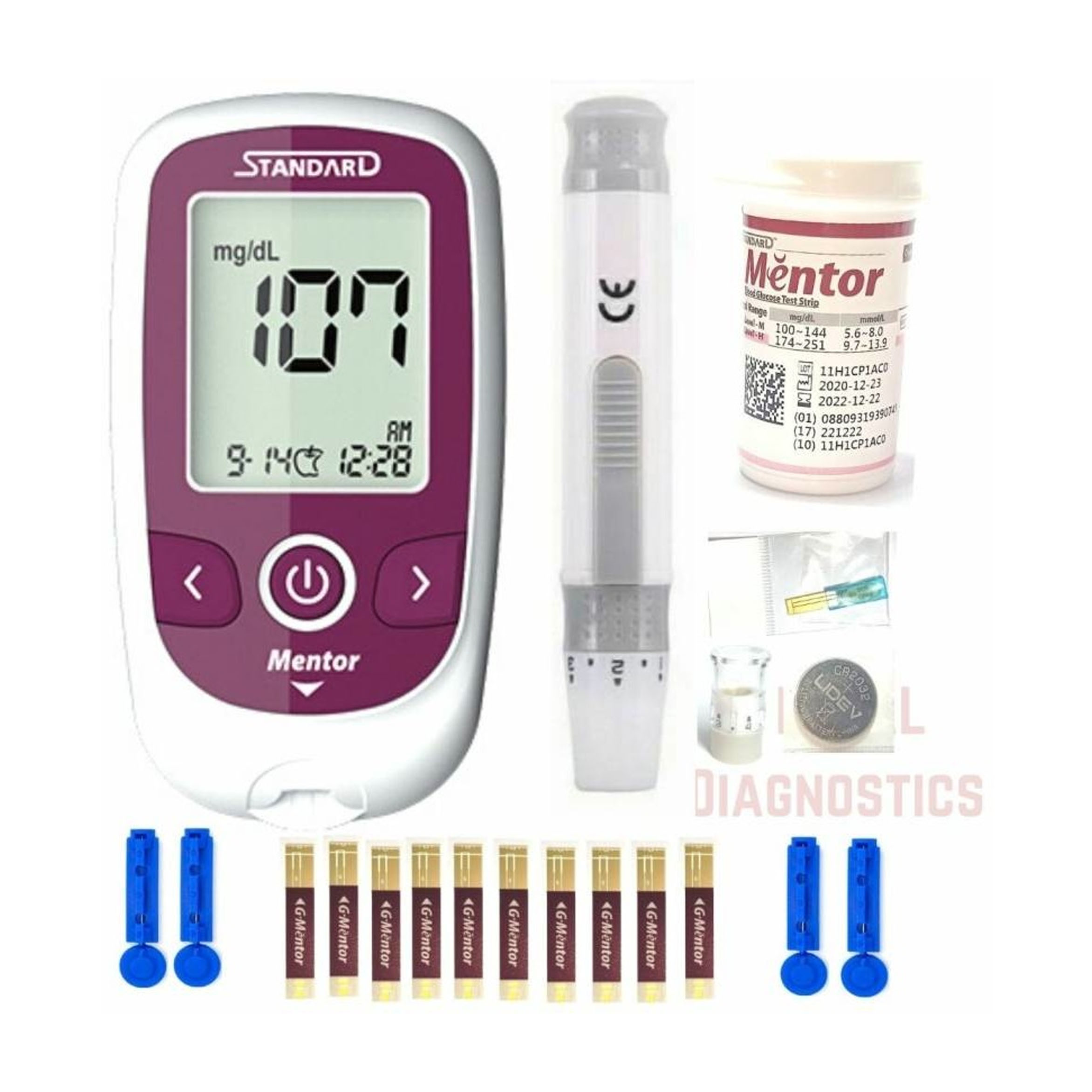 STANDARD Digital Blood Glucose Meter for self Diabetes testing monitor ...