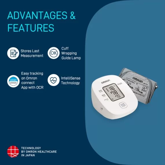 Omron HEM 7121J with Cuff Wrapping Guide and IntelliSense Technology ...
