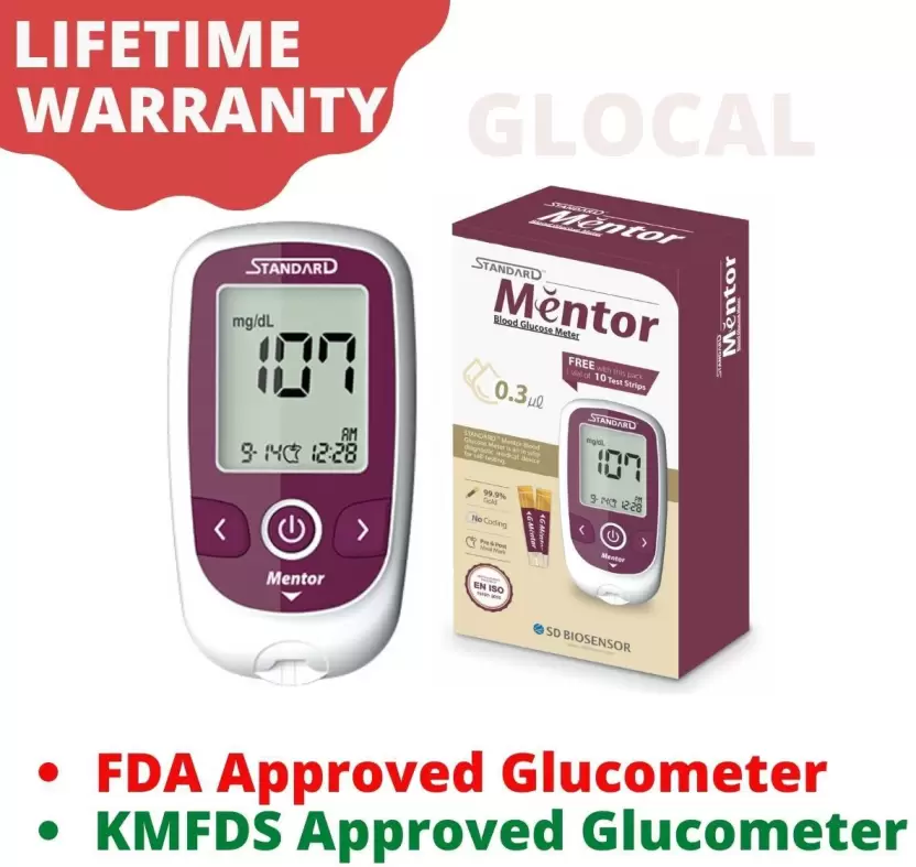 STANDARD Mentor Digital Blood Glucose Meter for self Diabetes testing ...