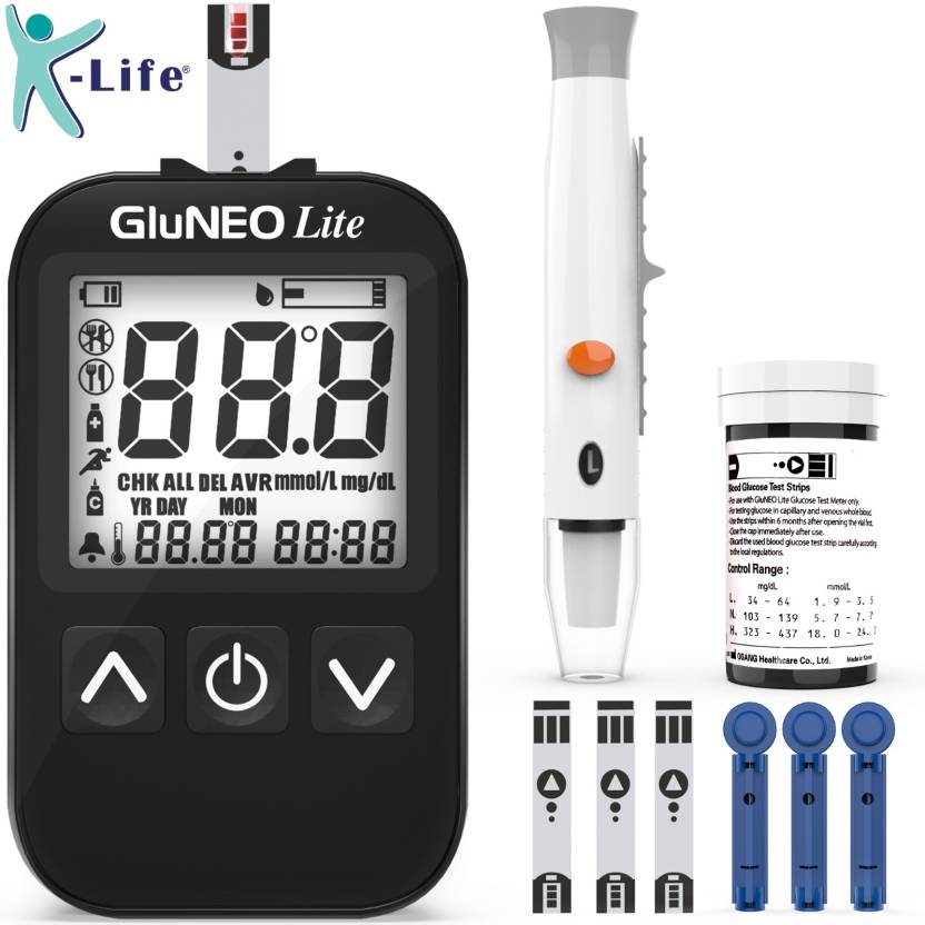 K-life Gluneolite Fully Automatic Blood Glucose Check Sugar Testing ...