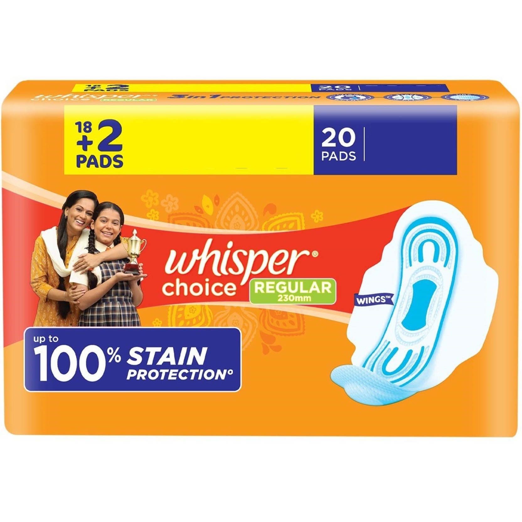 Whisper Choice Regular Wings Sanitary Pad (Pack of 18) - Seelingo.in ...
