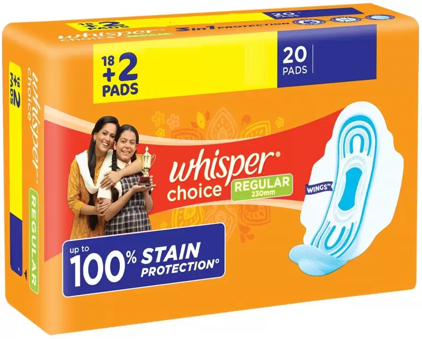 Whisper Choice Regular Wings Sanitary Pad (Pack of 18) - Seelingo.in ...