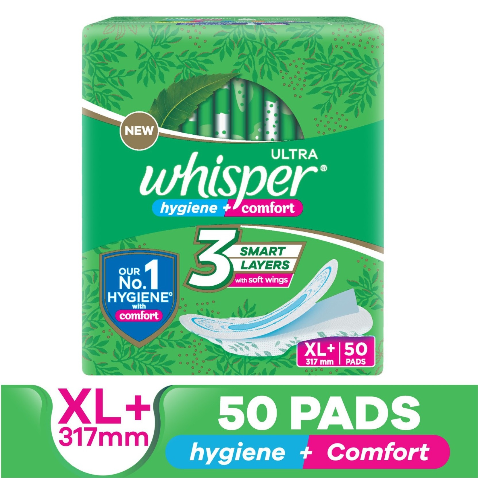 Whisper Ultra Clean XL+ with Herbal Oil Sanitary Pad (Pack of 50 ...
