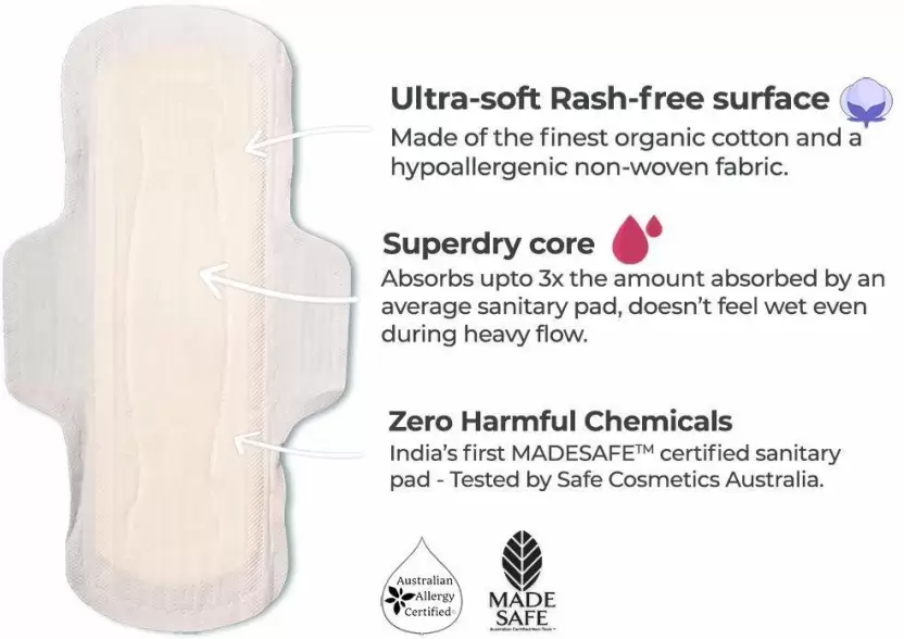 AZAH Rash-Free Sanitary Pads for women XL Size : Box of 12 Pads ...