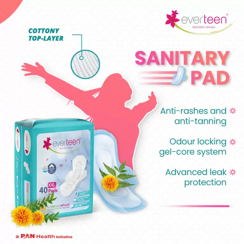 everteen XXL Sanitary Napkin Pads with Cottony-Dry Top Layer Sanitary ...