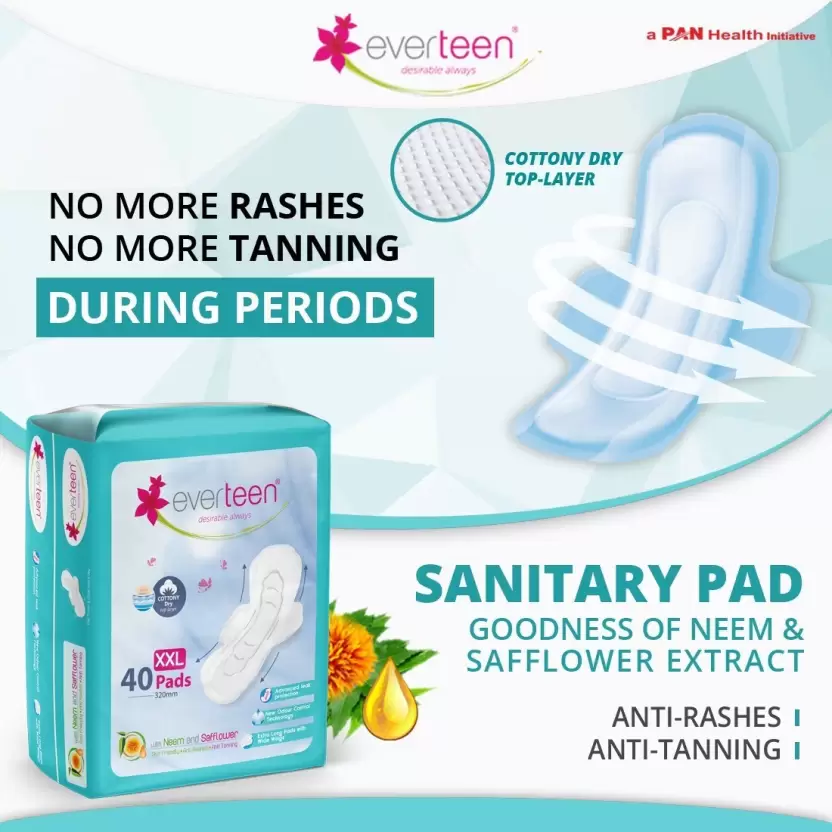 everteen XXL Sanitary Napkin Pads with Cottony-Dry Top Layer Sanitary ...