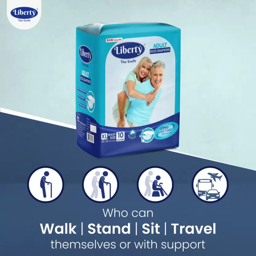 Liberty Adult Diaper, Extra Large -10's Pcs (120-170 Cms || 48-68 inch ...