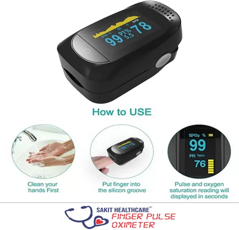 Sakit SILICON BLACK Pulse Oximeter (Black) - Seelingo.in: First Door-To ...
