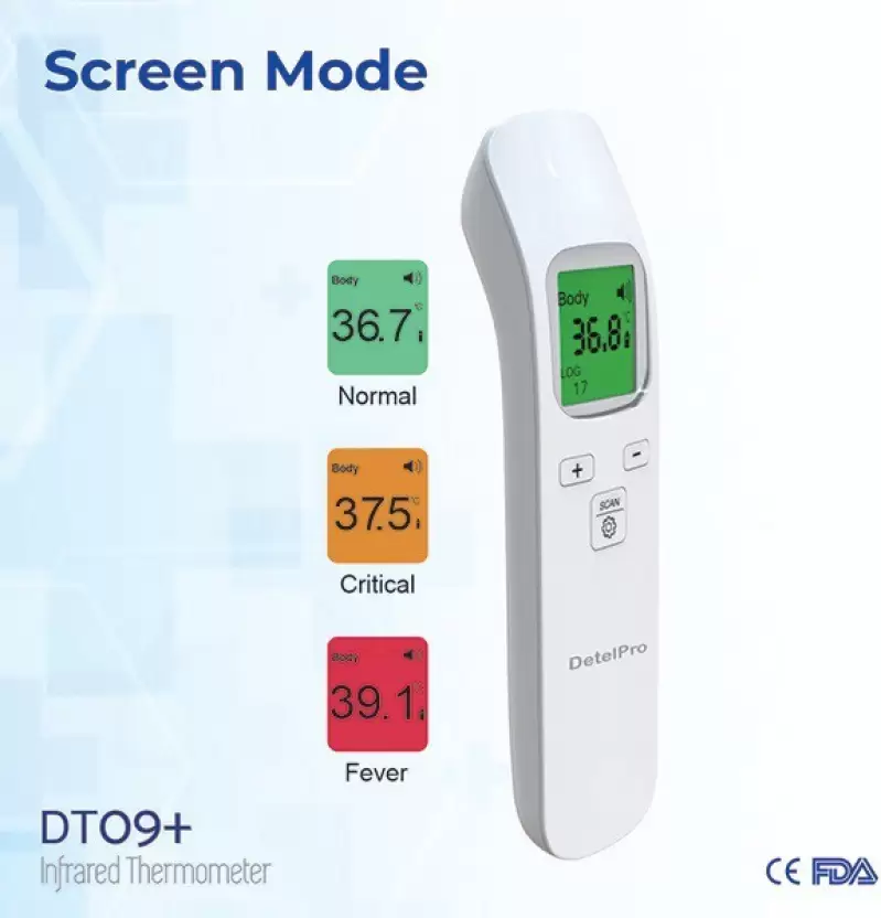 DETELPRO DT09+ C and F Digital Non Contact Infrared Forehead Thermal ...
