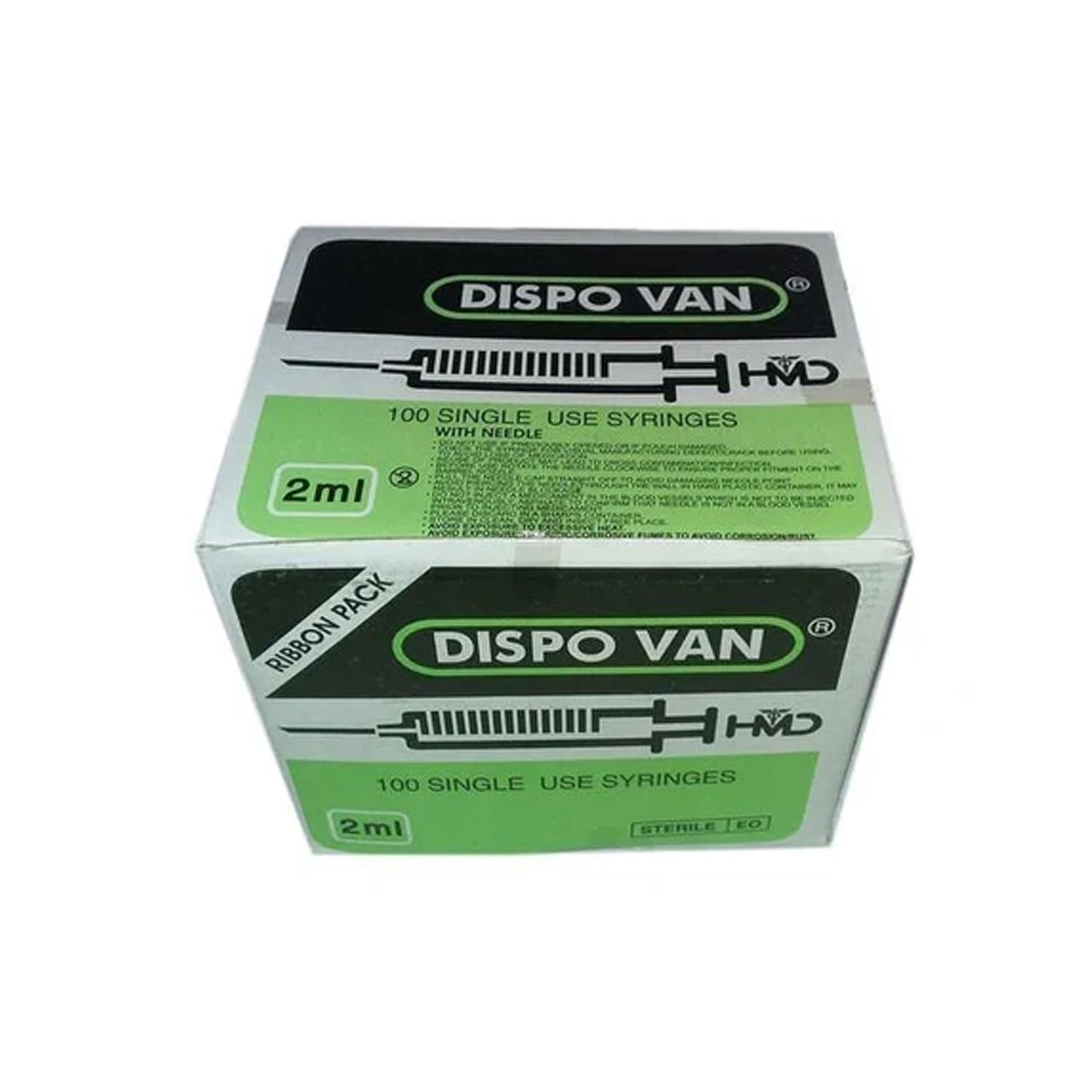 HMD Dispovan 2ml Syringe with Needle - 22G x 1Inch Pack of 100 ...