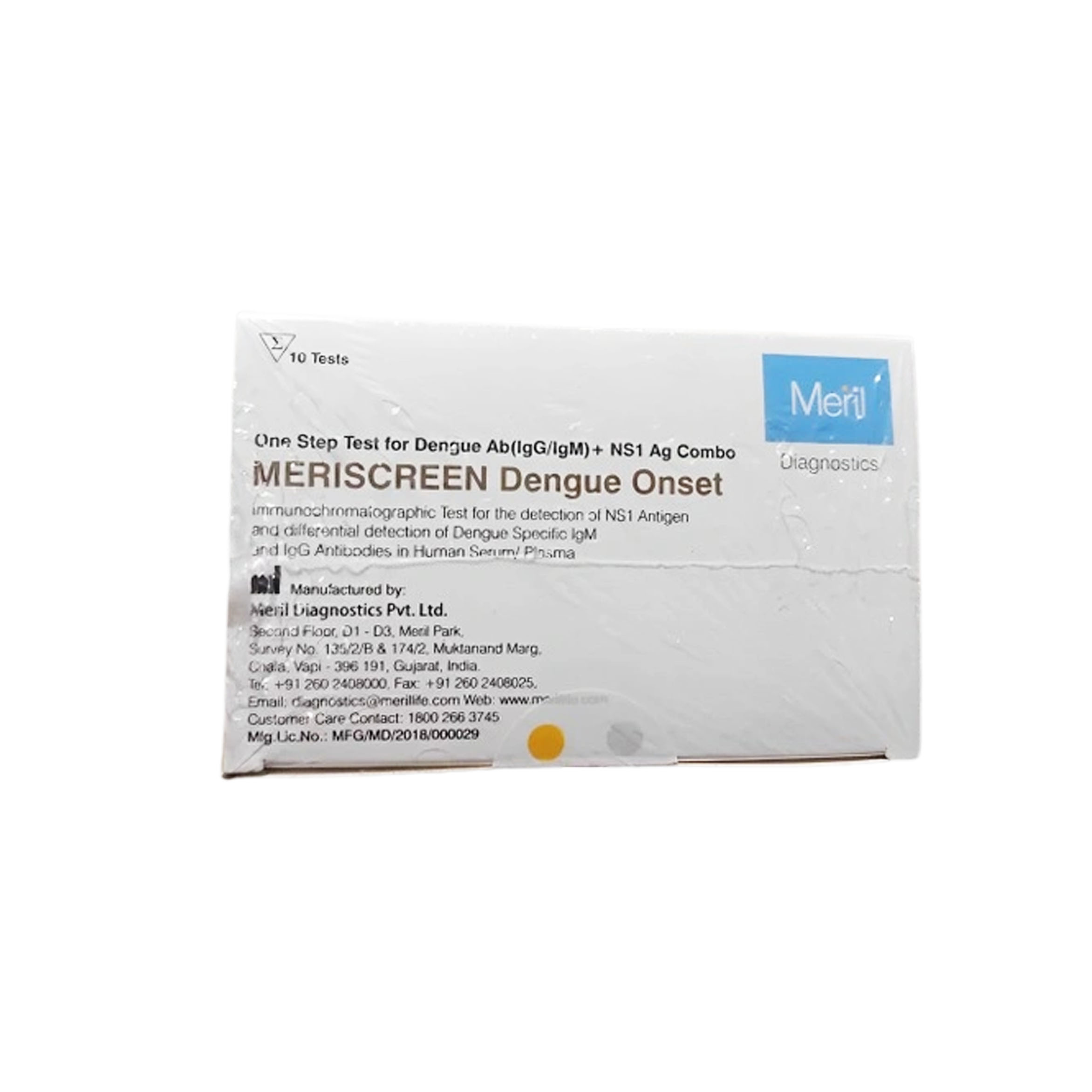 Meril Meriscreen Oneset Dengue Rapid Card - Pack of 10 Tests (RPDDON-01 ...